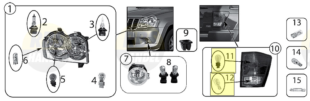 Glühbirne Left Right Jeep WK/WH Grand Cherokee 05-10 L0003157 | eBay